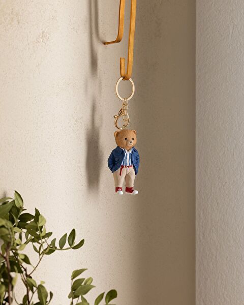 Simon Bear Keychain - Navy Blue/Beige 1KANAH0125783 - Madame Coco