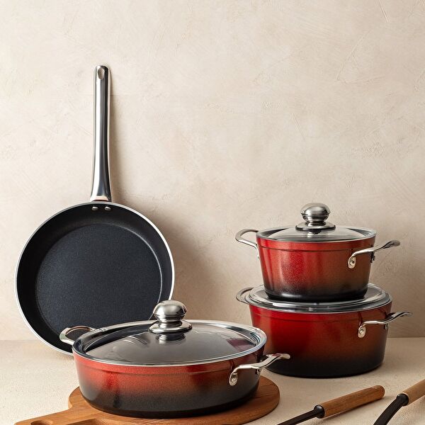 Titanium Professional Cookware Set 7 Pieces - Red 1KTNCR0141375 ...